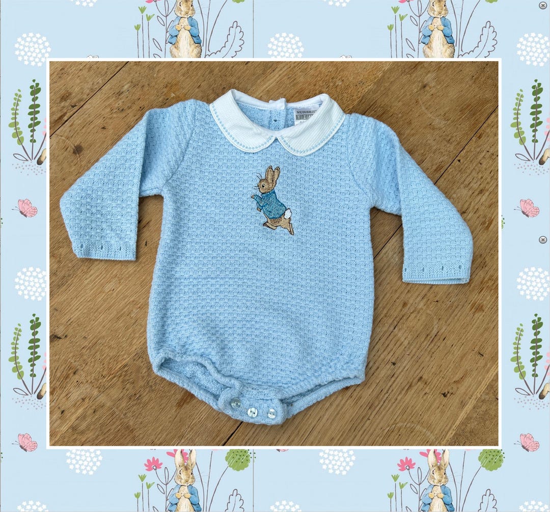 Embroidered Peter Rabbit | Baby Boys Knitted Romper | Long Sleeve | 2 ...