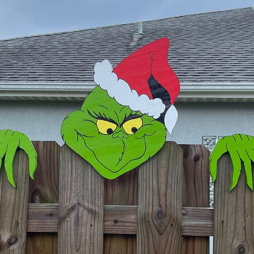 Digital Grinch Peeking Over Fence PDF INSTANT DOWNLOAD - Etsy