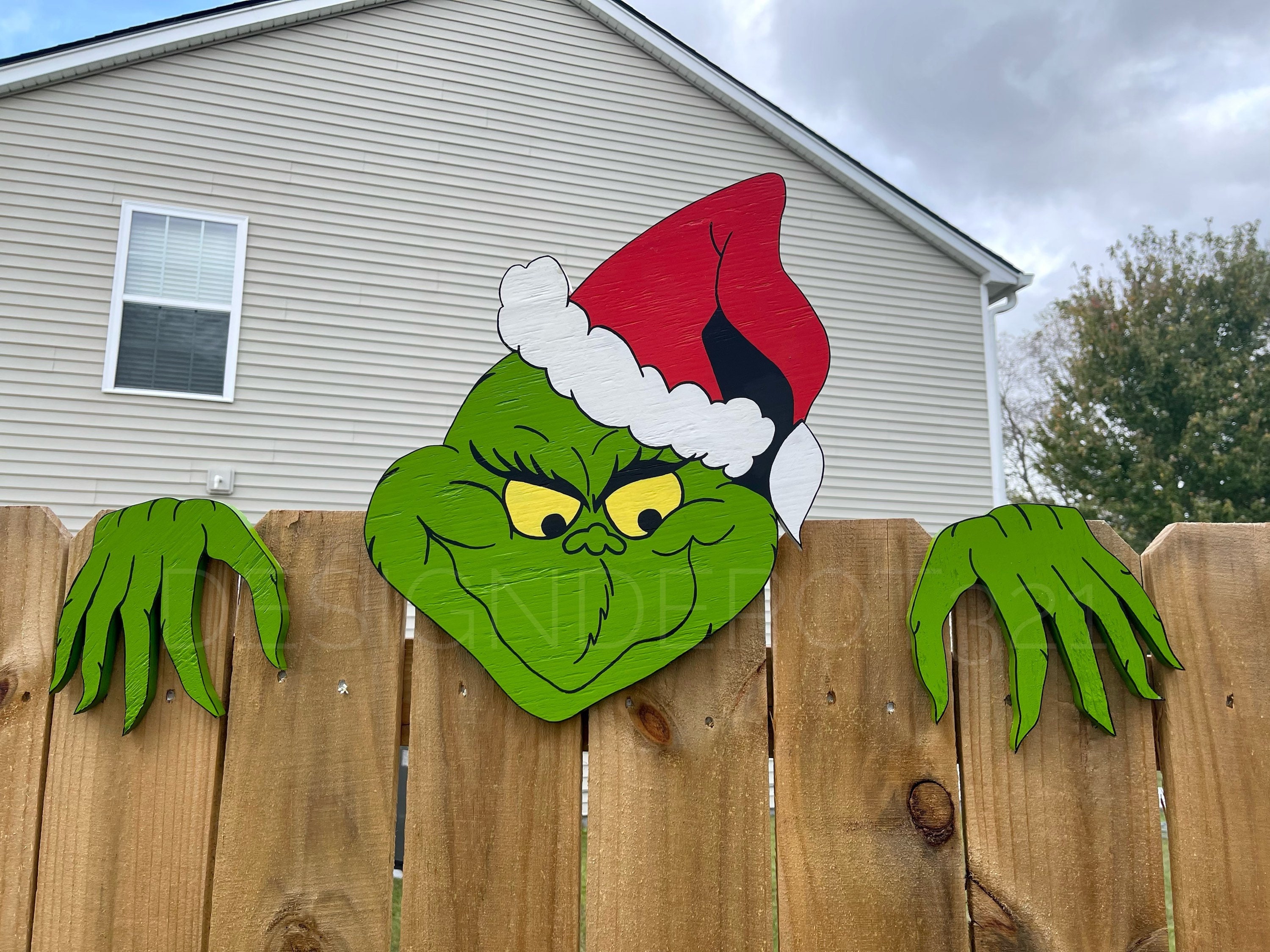 Digital Grinch Peeking Over Fence PDF INSTANT DOWNLOAD - Etsy