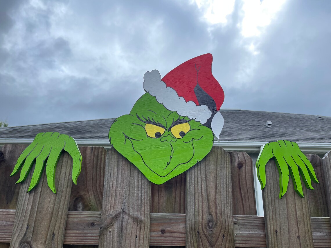 Digital Grinch Peeking Over Fence PDF INSTANT DOWNLOAD | Etsy Australia