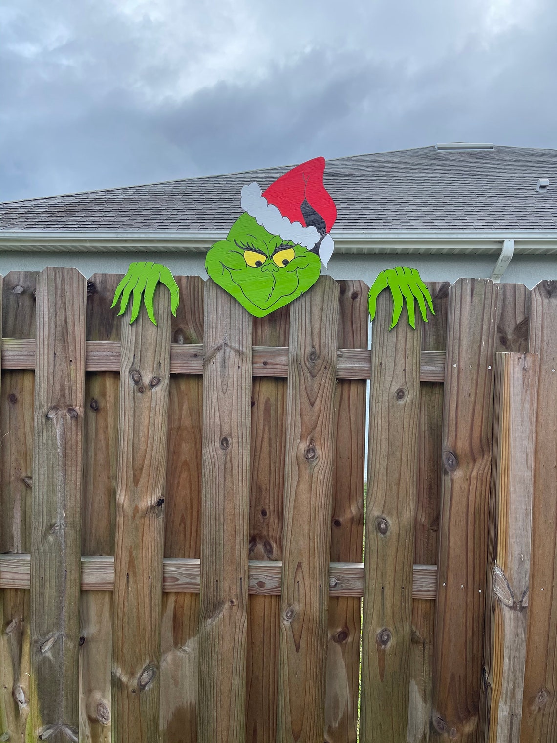 Digital Grinch Peeking Over Fence PDF INSTANT DOWNLOAD | Etsy Australia