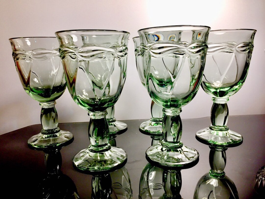 Set of 6 Light Green Water Goblets, 10 Oz #758 - Etsy
