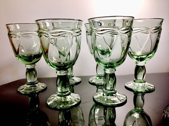 Set of 6 Light Green Water Goblets 10 Oz 758 - Etsy