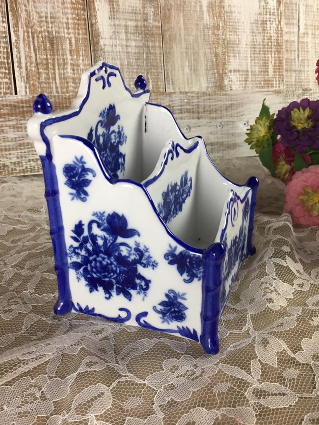 Letter Holder Blue and White Porcelain / Ceramic Mail Letter - Etsy
