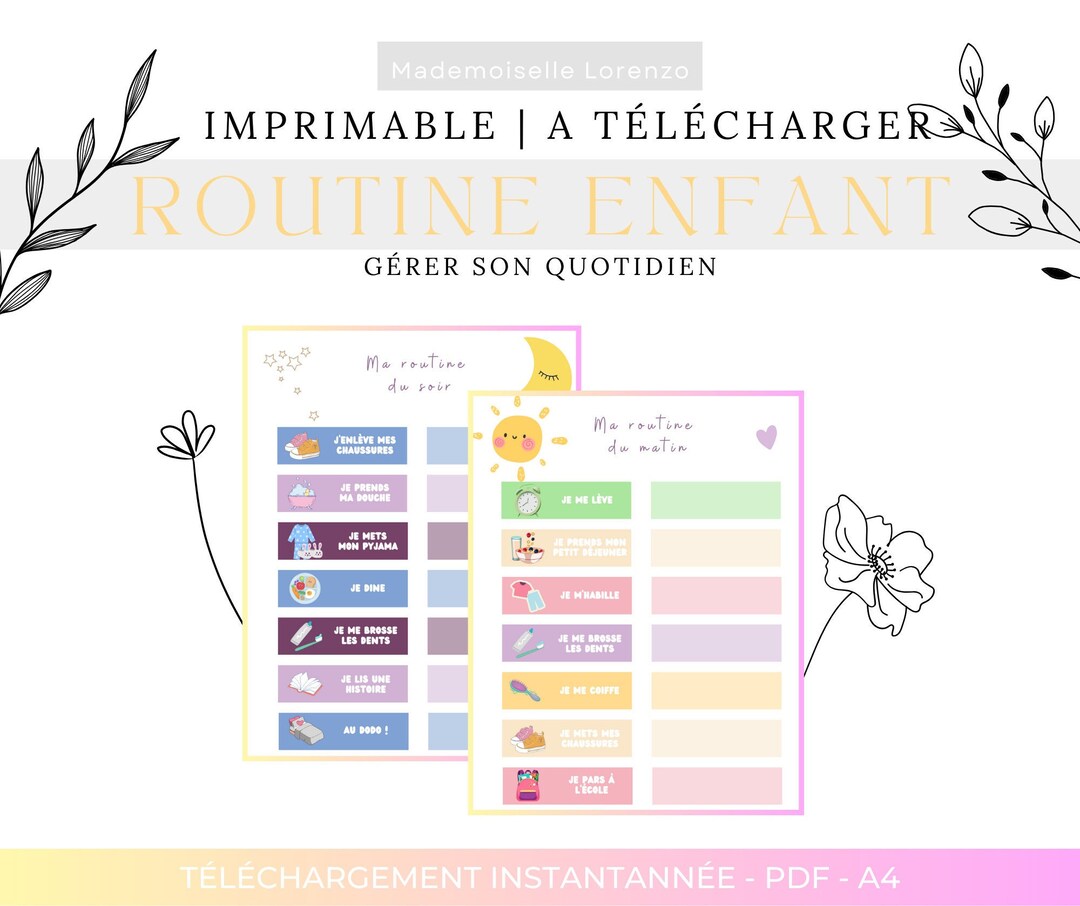 Children's Daily Routine | Printable | A4 Format | Organization ...