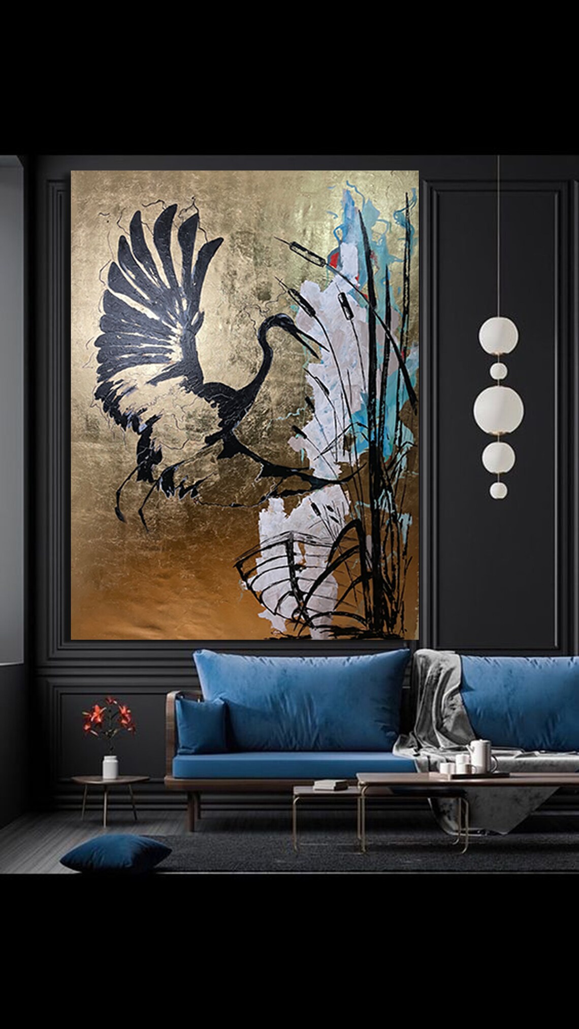 Extra Large Black and Gold Freedom Painting Abstract Gold and - Etsy