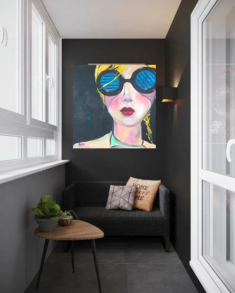 Blue Glasses Acrylic Painting Wall Painting Abstract - Etsy