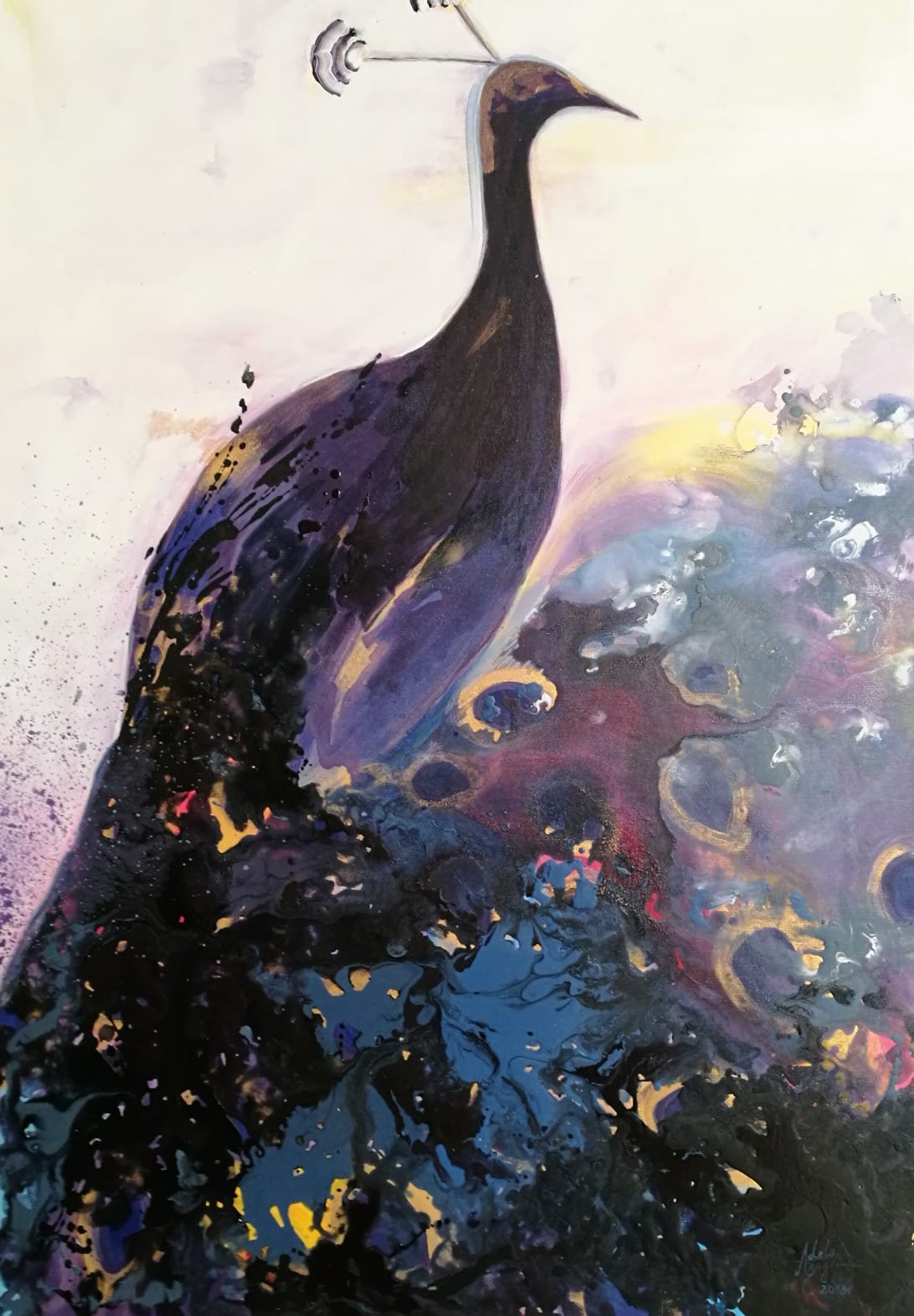 Peacock Painting Acrilic Painting on Canvas Abstract Art - Etsy