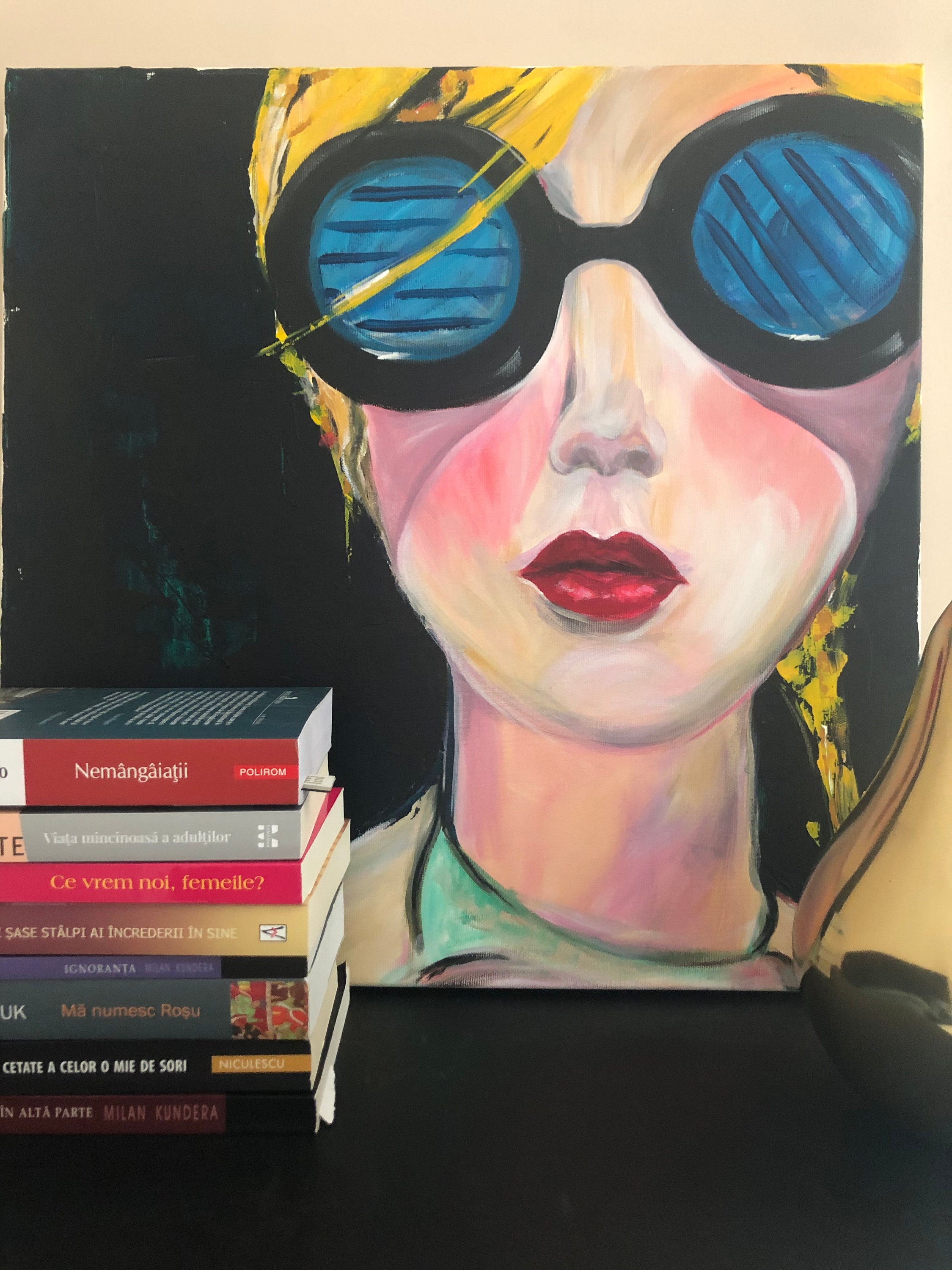 Blue Glasses Acrylic Painting Wall Painting Abstract - Etsy