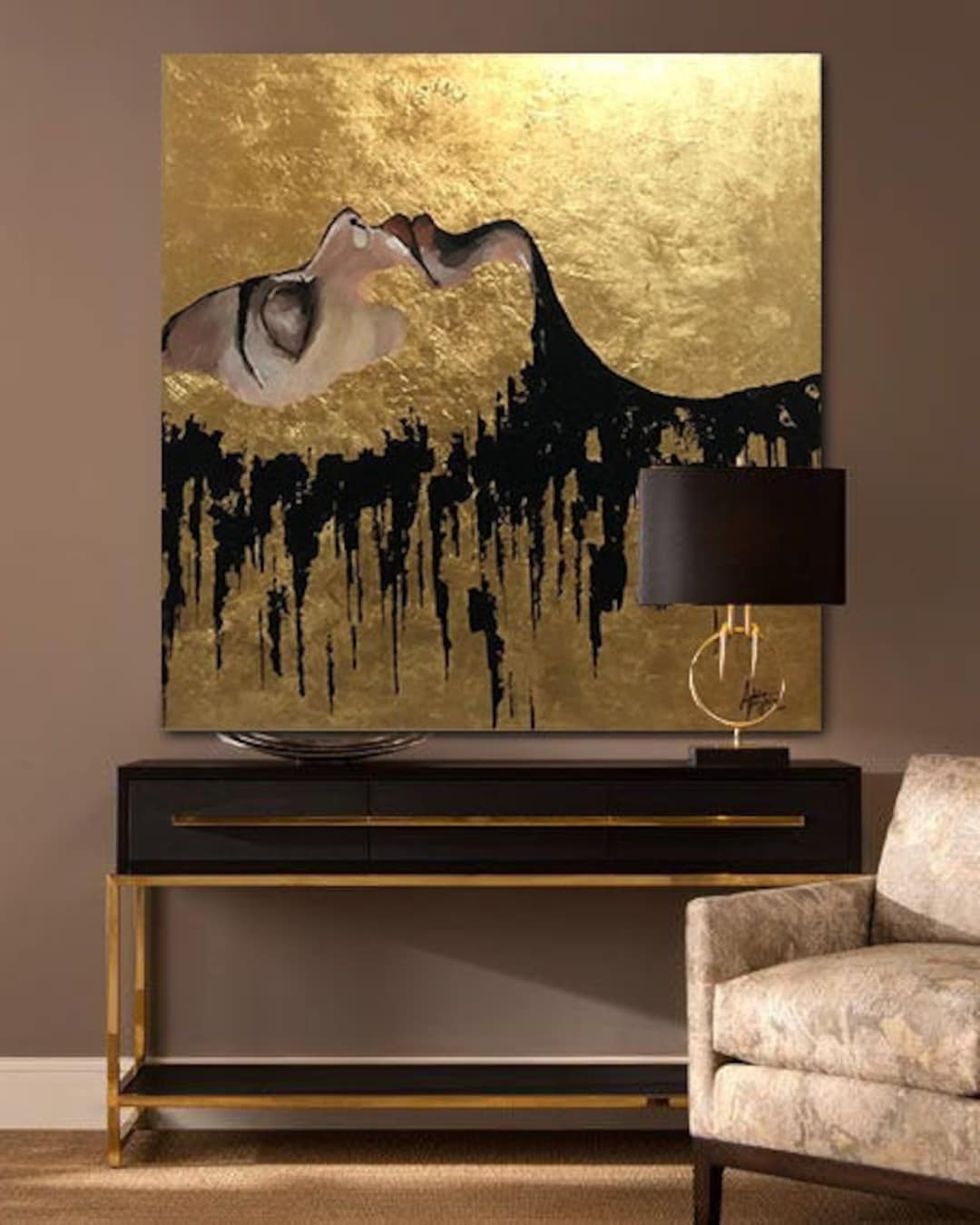 Large Black and Gold Painting Acrylic Painting on Canvas - Etsy