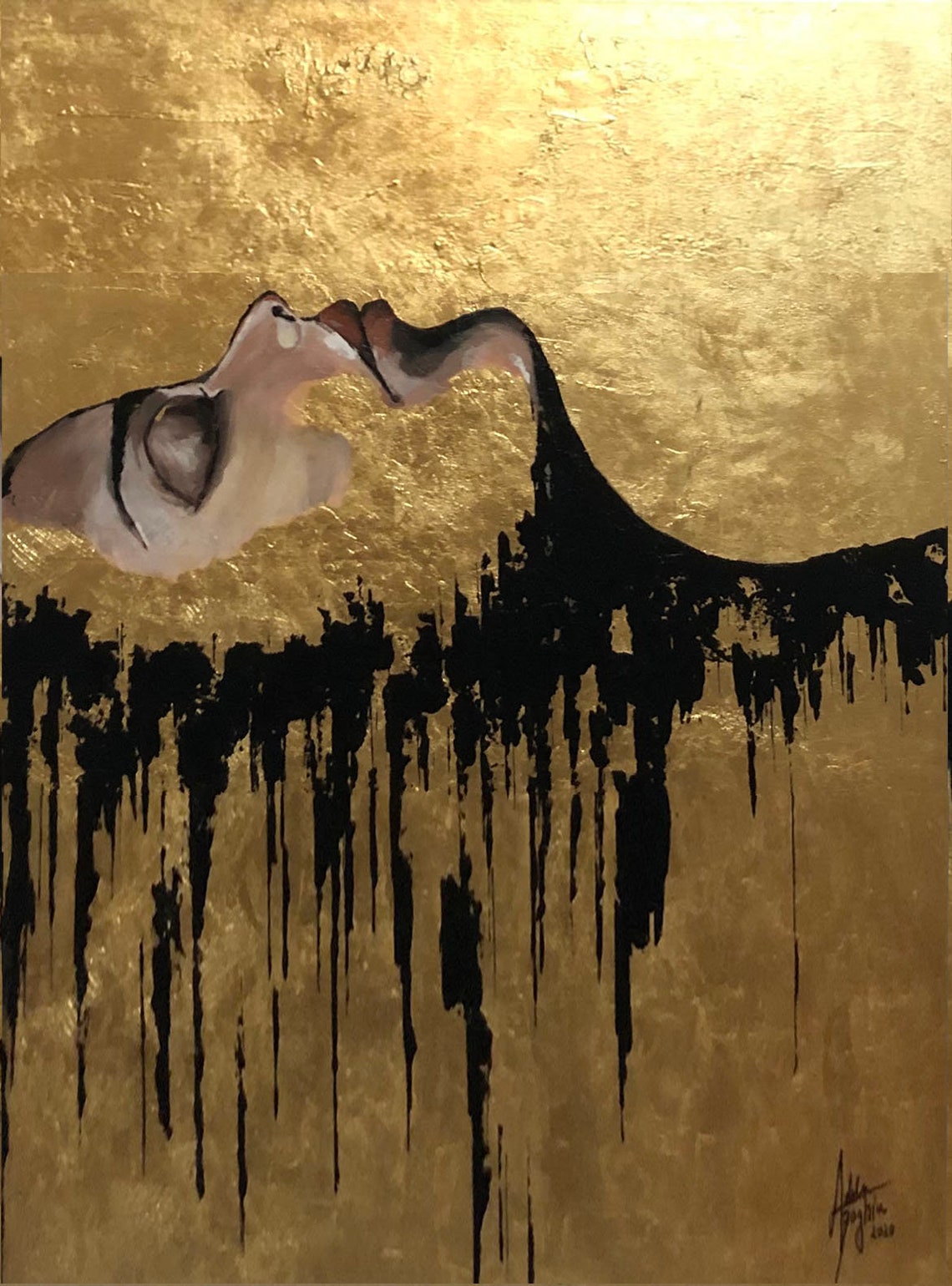 Large Black and Gold Painting Acrylic Painting on Canvas - Etsy