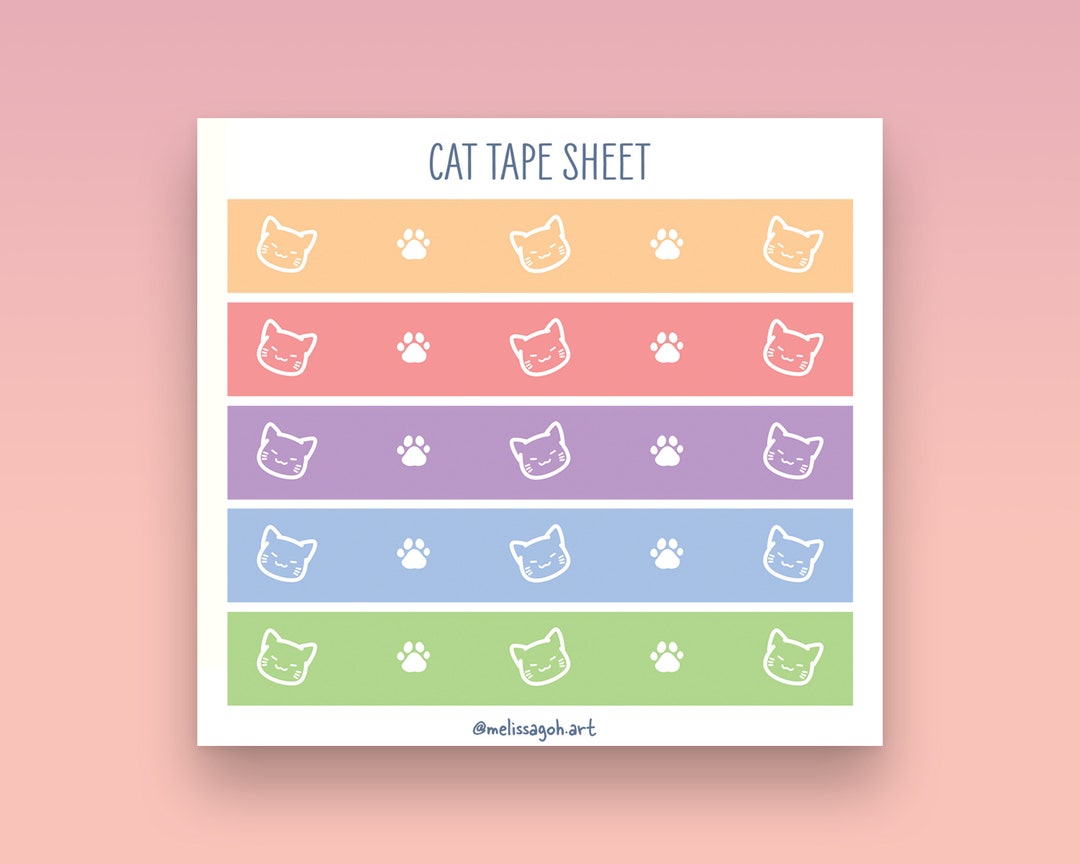 Cat Tape Sheet | Washi Tape Sticker Sheet | Washi Sticker | Cute ...
