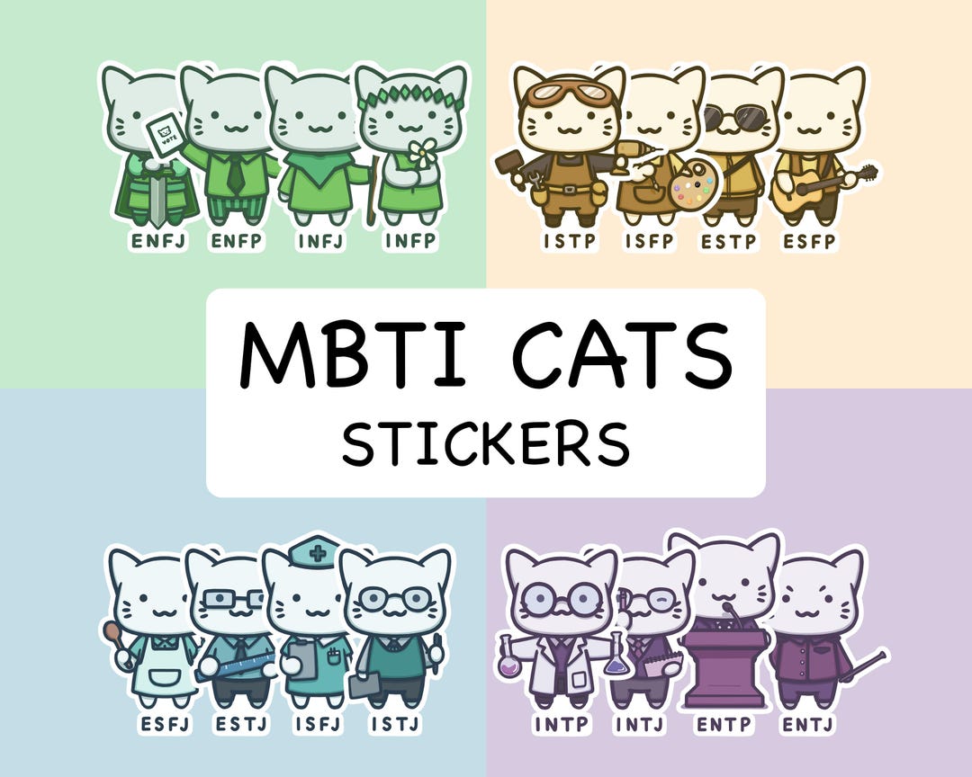 Cute MBTI Cat Stickers | Myers Briggs | Personality Type | Animal ...