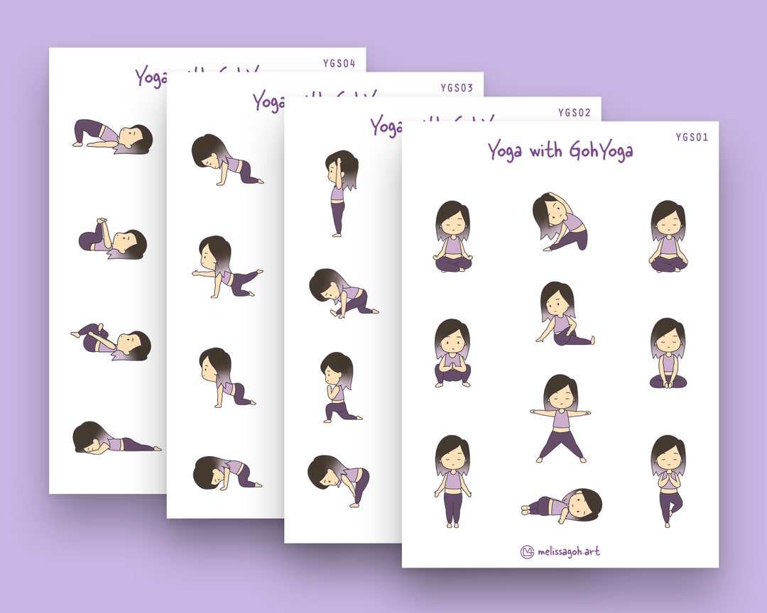 Gohyoga Sticker Sheet | Yoga Poses | Matte Vinyl Stickers | Cute ...