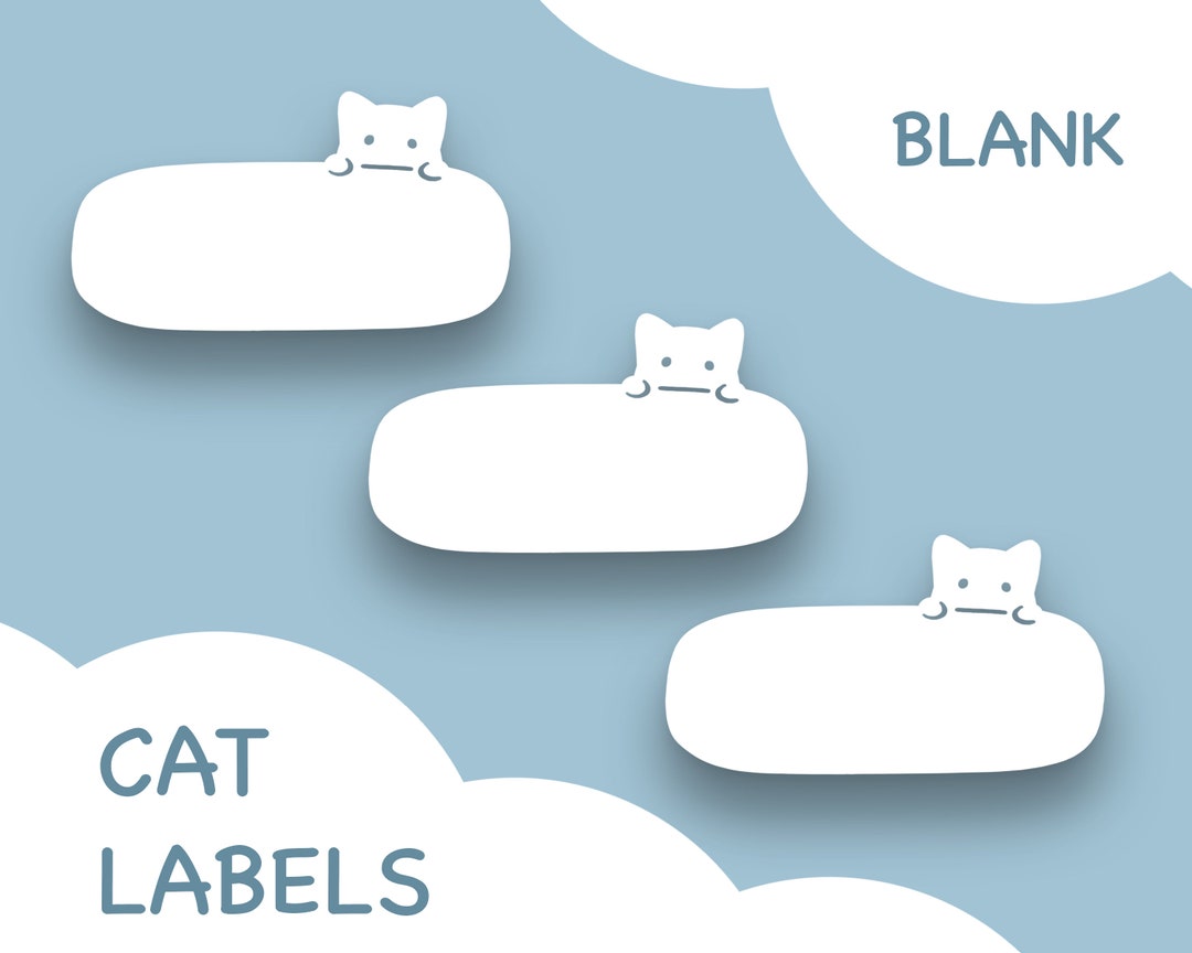 Cute Cat Labels | Plain Blank White Labels | Name Tags | Organising ...