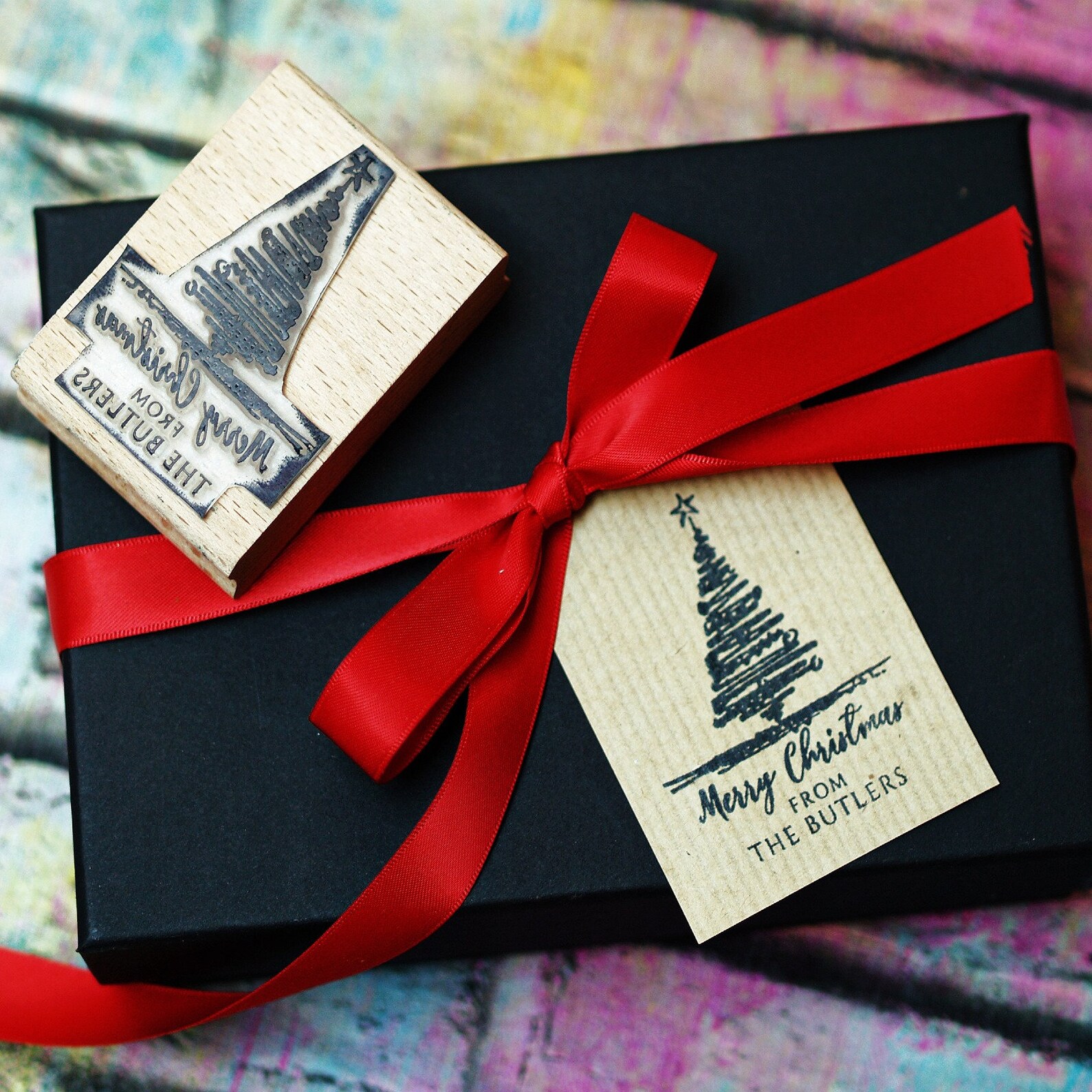 Christmas Personalised Gift Wrap Rubber Stamp - Etsy UK