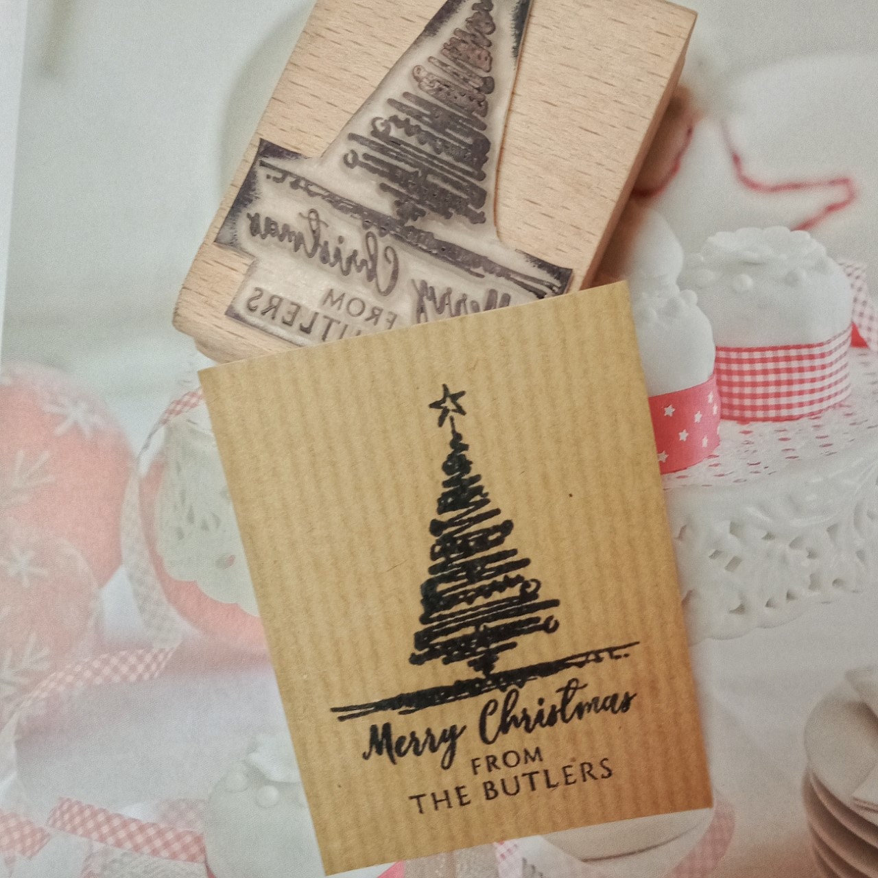 Christmas Personalised Gift Wrap Rubber Stamp - Etsy UK