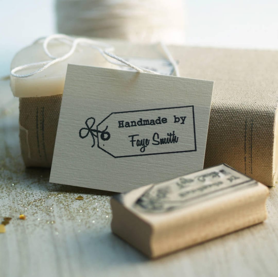 Hand Made by Stamp, Personalised Rubber Stamp, Crafters Gifts / in the ...