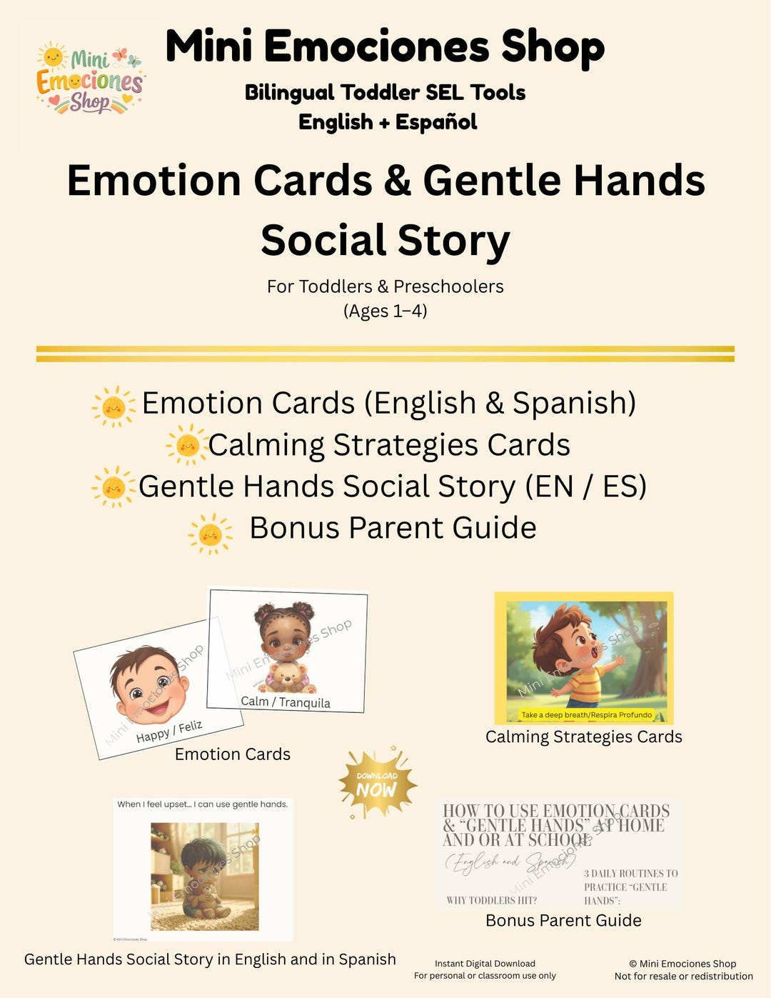 Bilingual Emotion Cards for Toddlers | Gentle Hands Social Story ...