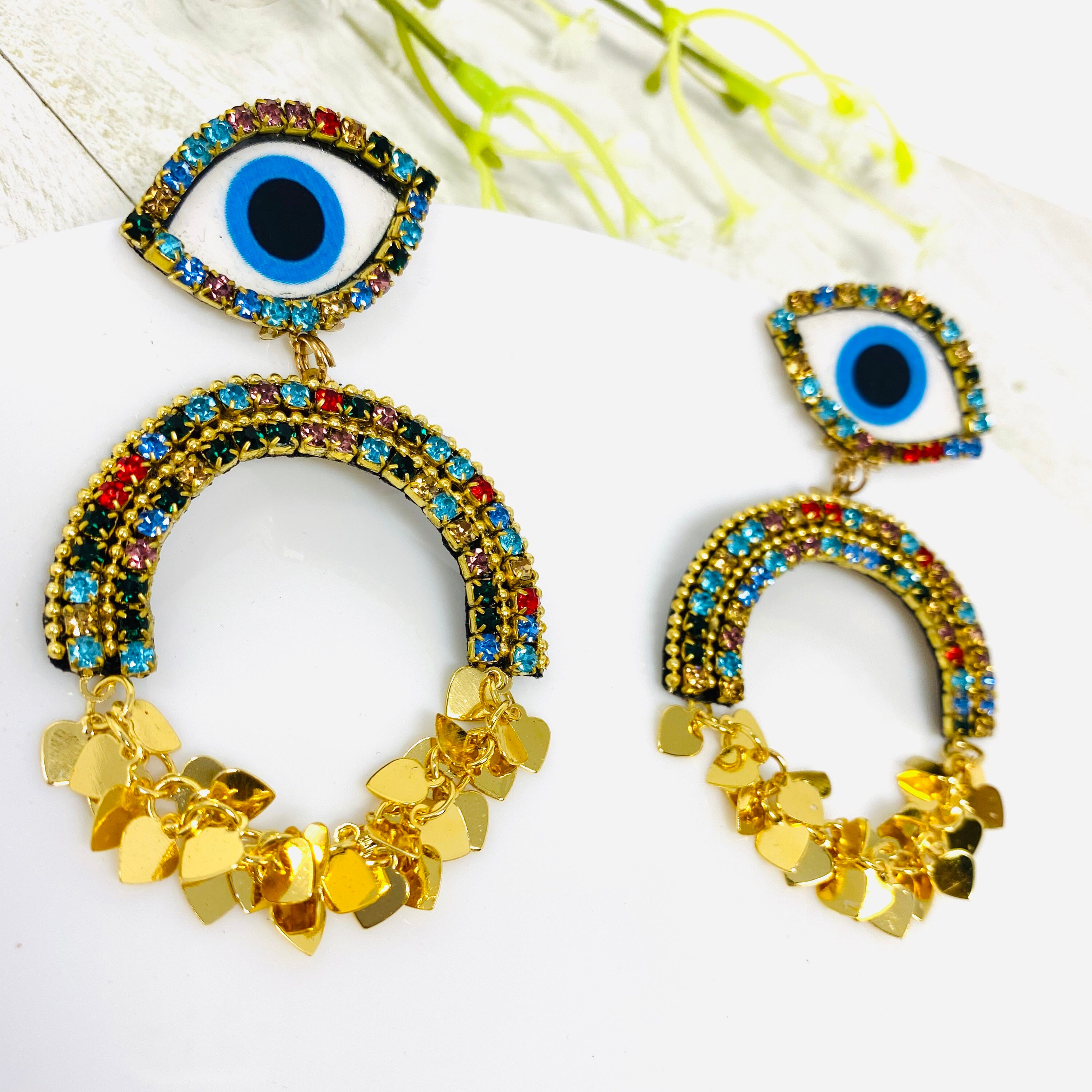 Multicolor Eye Earrings Stunning Handmade Earrings Evil Eye | Etsy