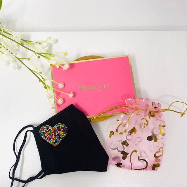 Heart Face Mask fun face mask embroidered face mask | Etsy