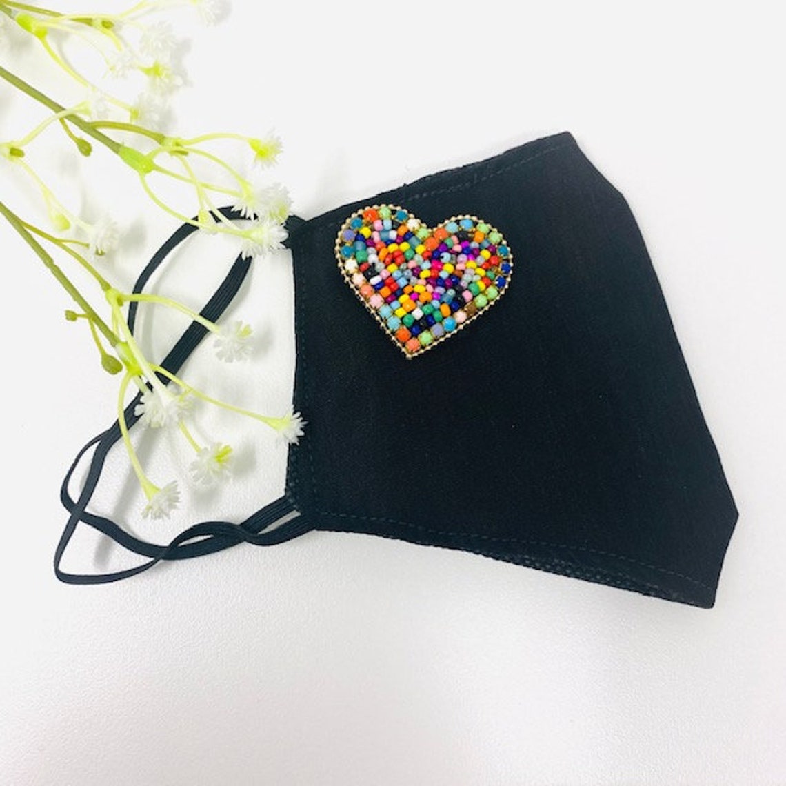 Heart Face Mask fun face mask embroidered face mask | Etsy