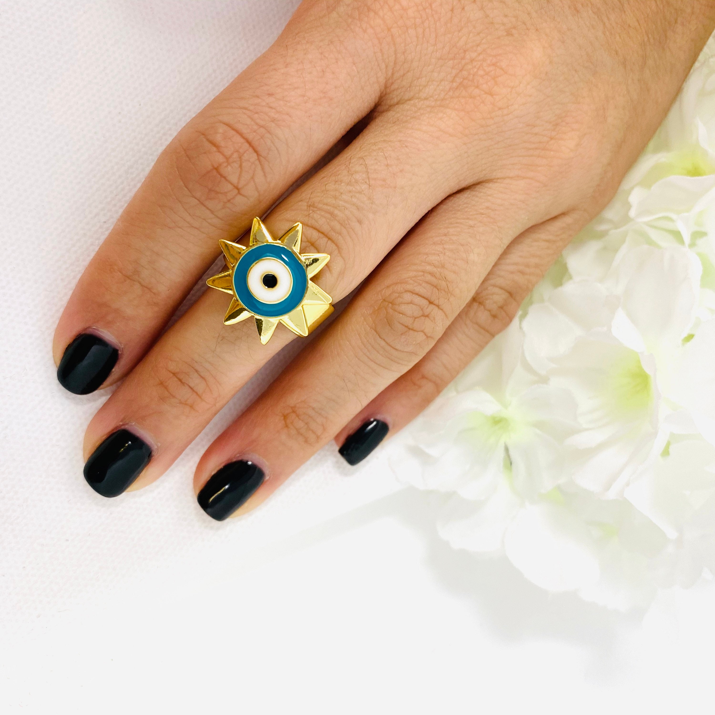 Evil Eye Ring,handmade Statement Rings, Dainty Protection Ring, Third ...
