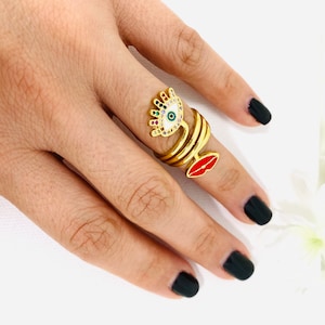 Evil Eye Ring,handmade Statement Rings, Dainty Protection Ring, Third ...