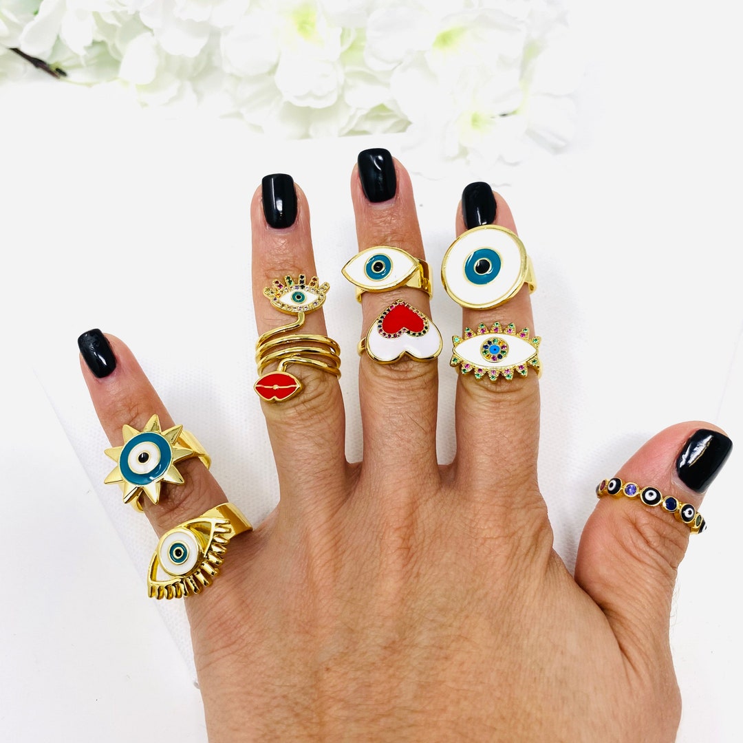 Evil Eye Ring,handmade Statement Rings, Dainty Protection Ring, Third ...