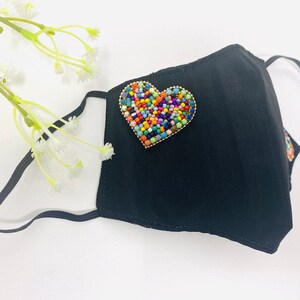 Heart Face Mask fun face mask embroidered face mask | Etsy