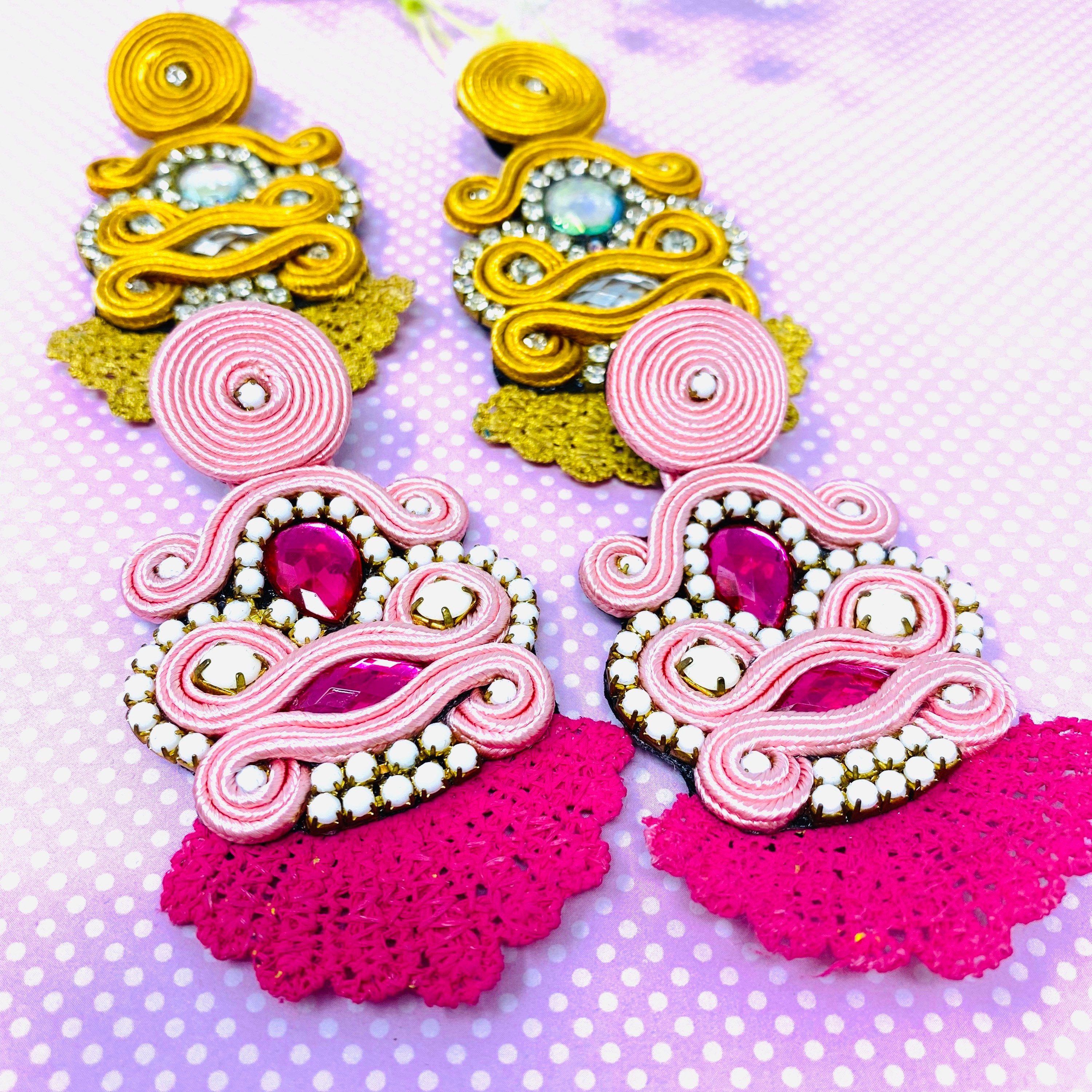 Soutache Earring Handmade Soutache earring Statement | Etsy