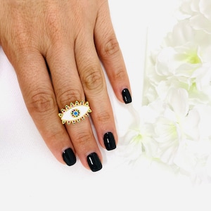 Evil Eye Ring,handmade Statement Rings, Dainty Protection Ring, Third ...