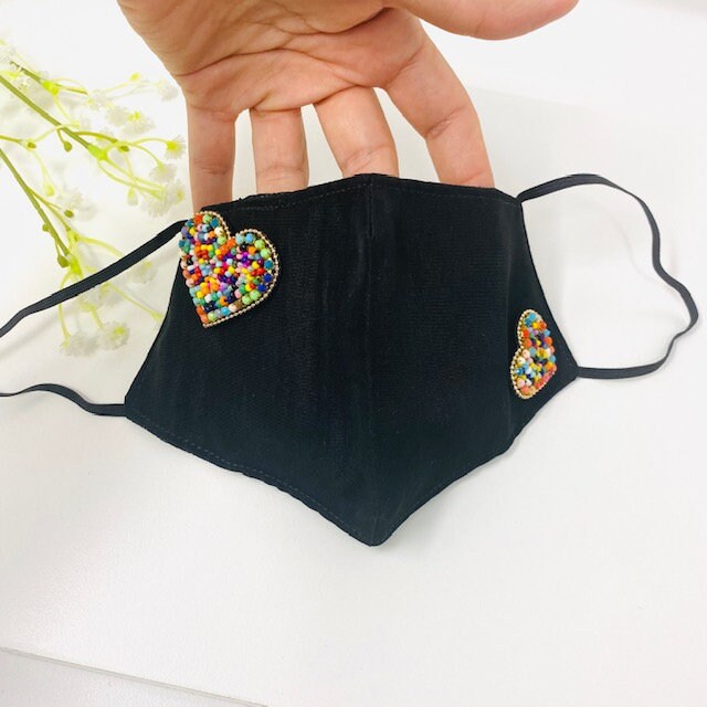 Heart Face Mask fun face mask embroidered face mask | Etsy