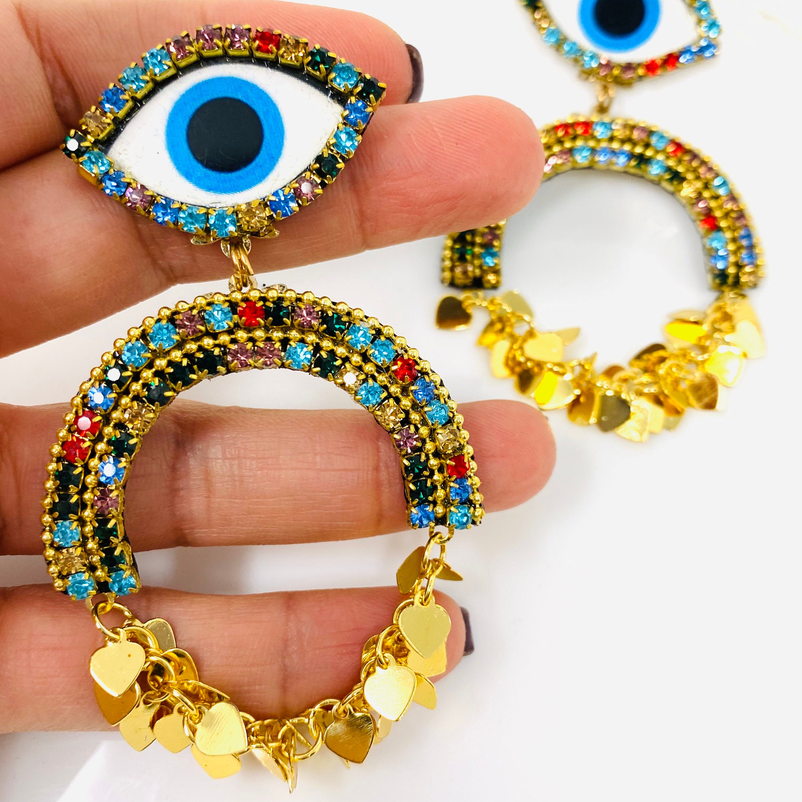 Multicolor Eye Earrings Stunning Handmade Earrings Evil Eye | Etsy