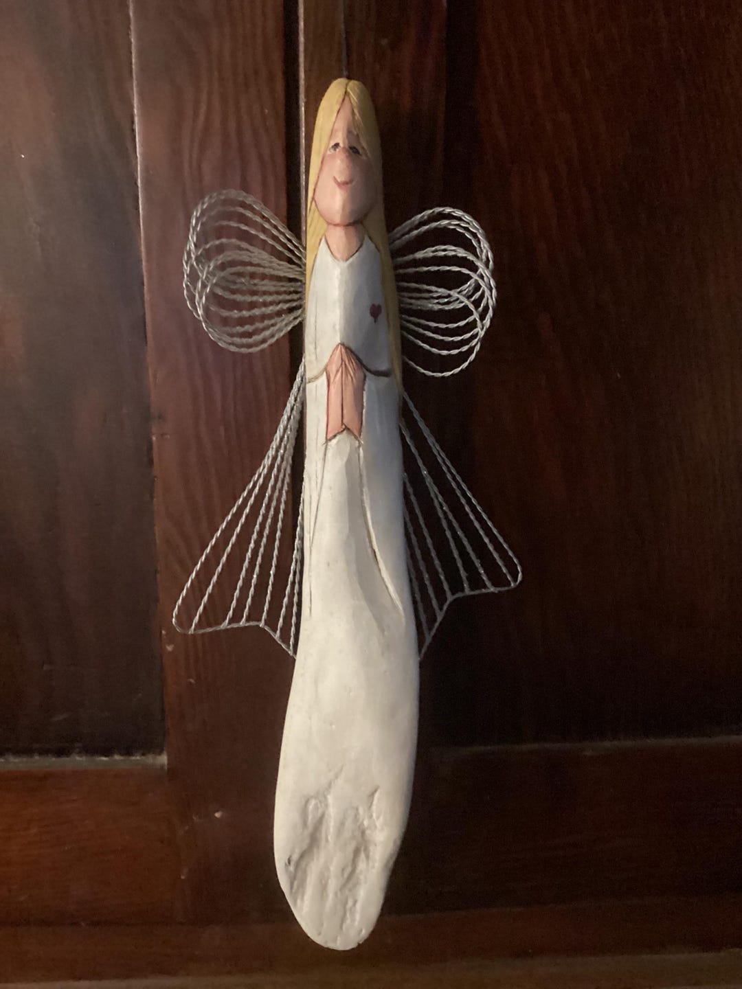 Hand Carved Driftwood Hanging Angel by Mary Elton Wilkerson - Etsy