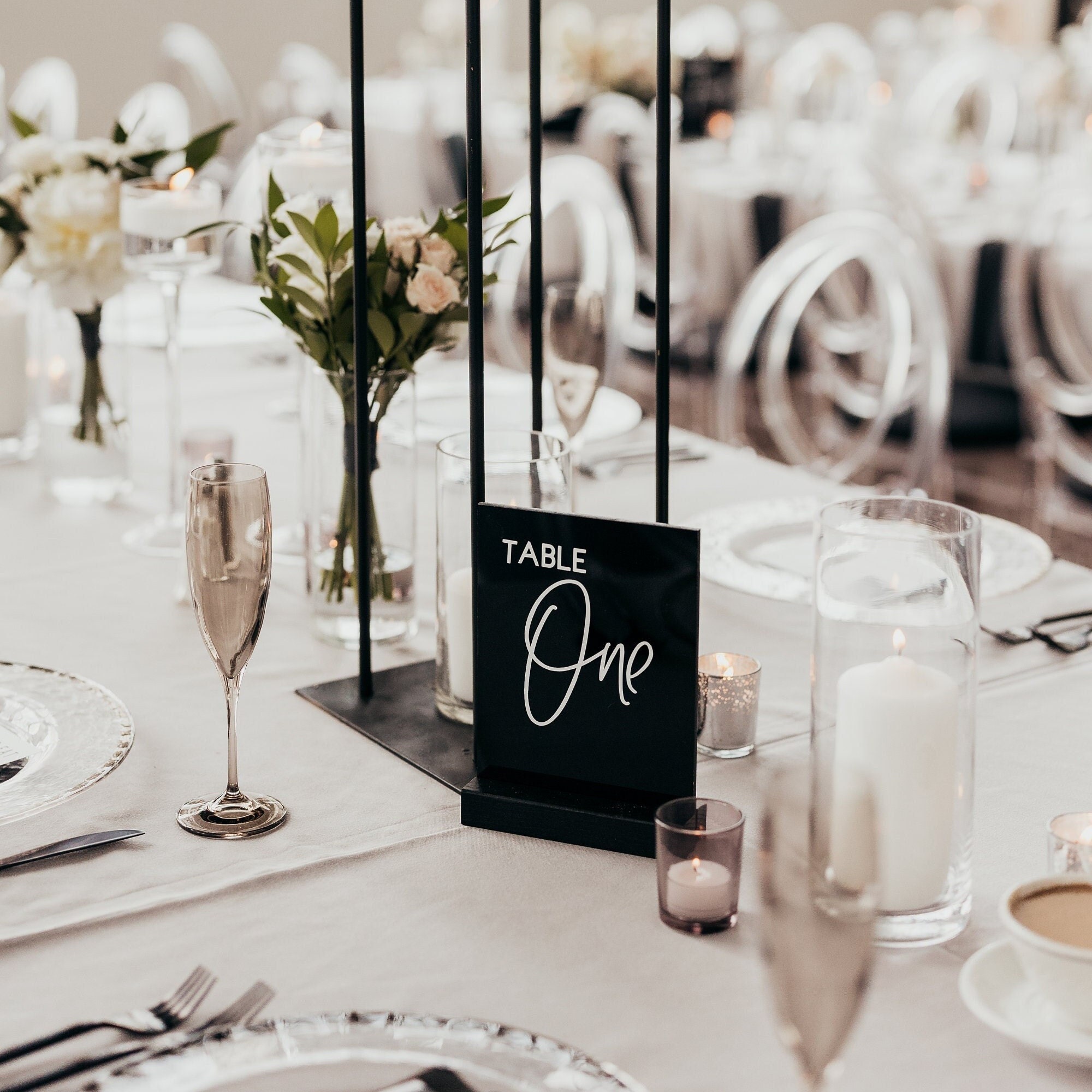 Black Acrylic Wedding Table Numbers Stands - Etsy