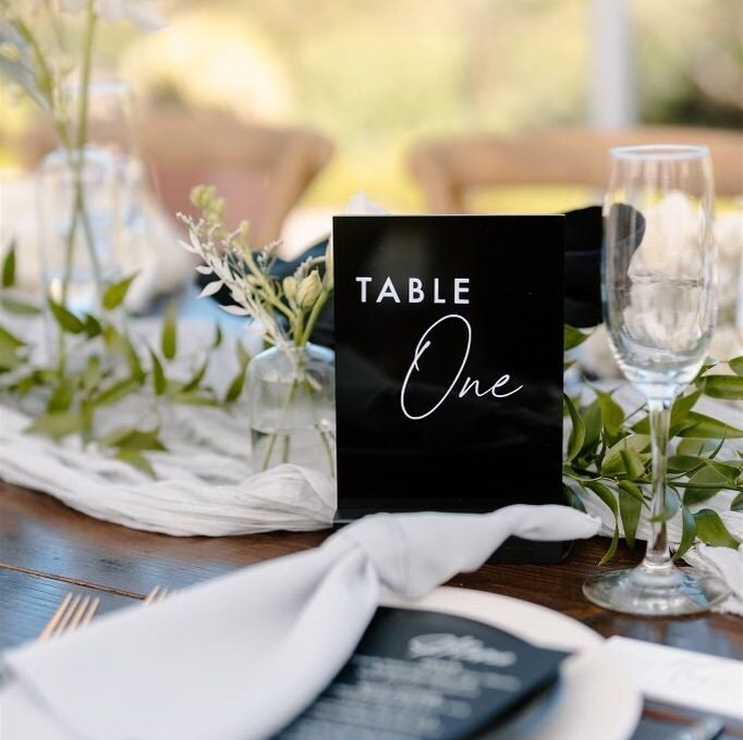 Black Acrylic Wedding Table Numbers Stands - Etsy