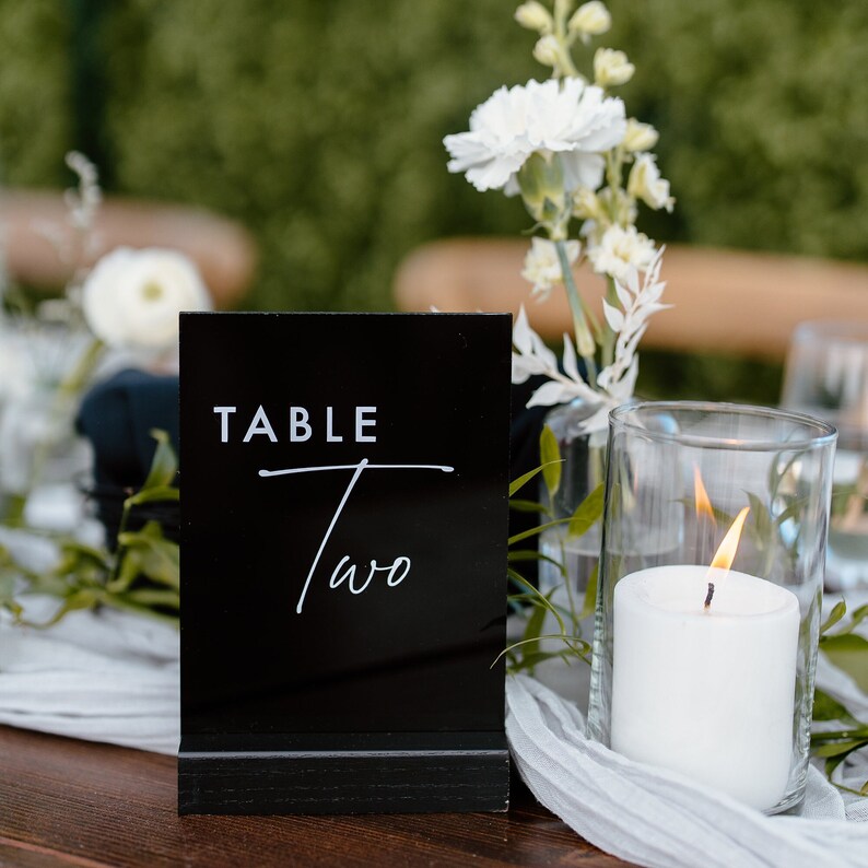 Black Acrylic Wedding Table Numbers Stands - Etsy