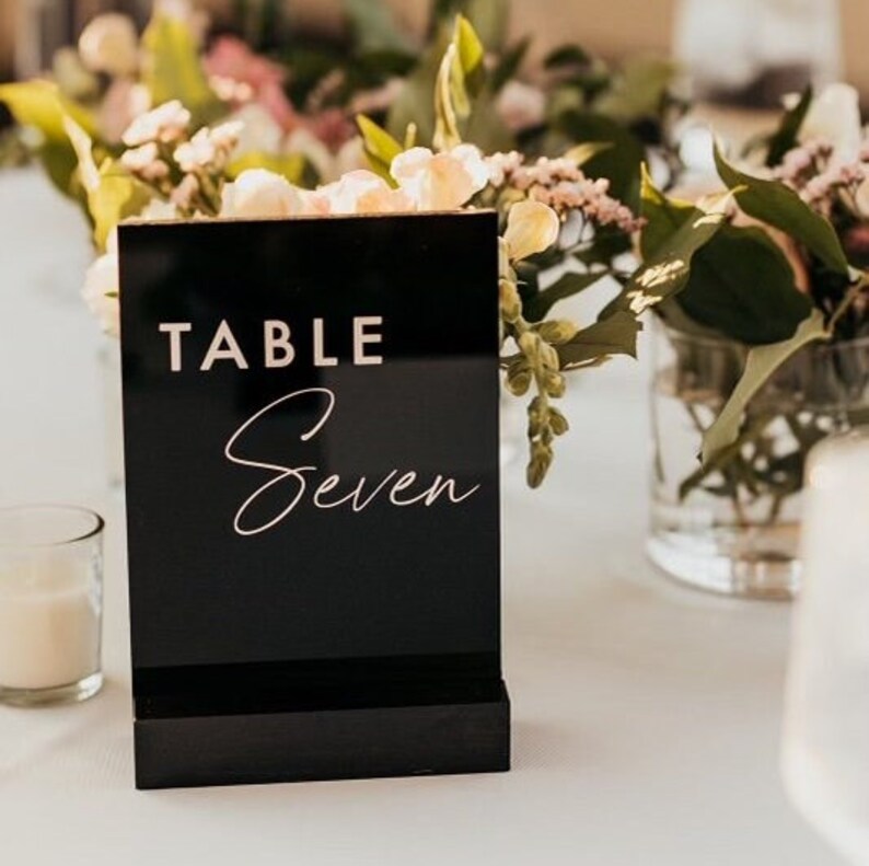Black Acrylic Wedding Table Numbers Stands - Etsy