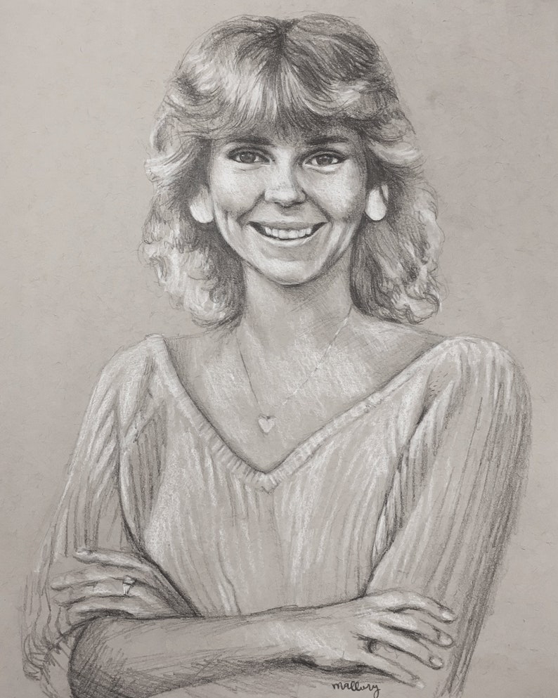 Custom Graphite/pencil Portrait on Gray Paper - Etsy