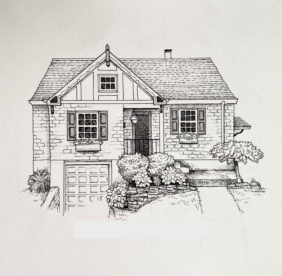 Custom House or Building Drawing - Etsy