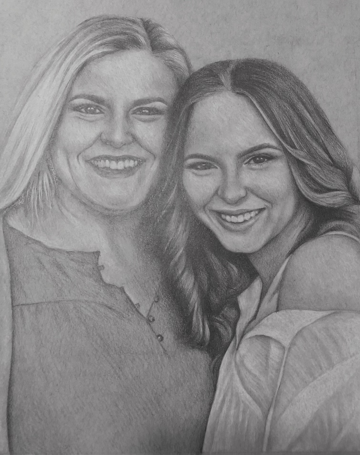 Custom Graphite/pencil Portrait on Gray Paper - Etsy