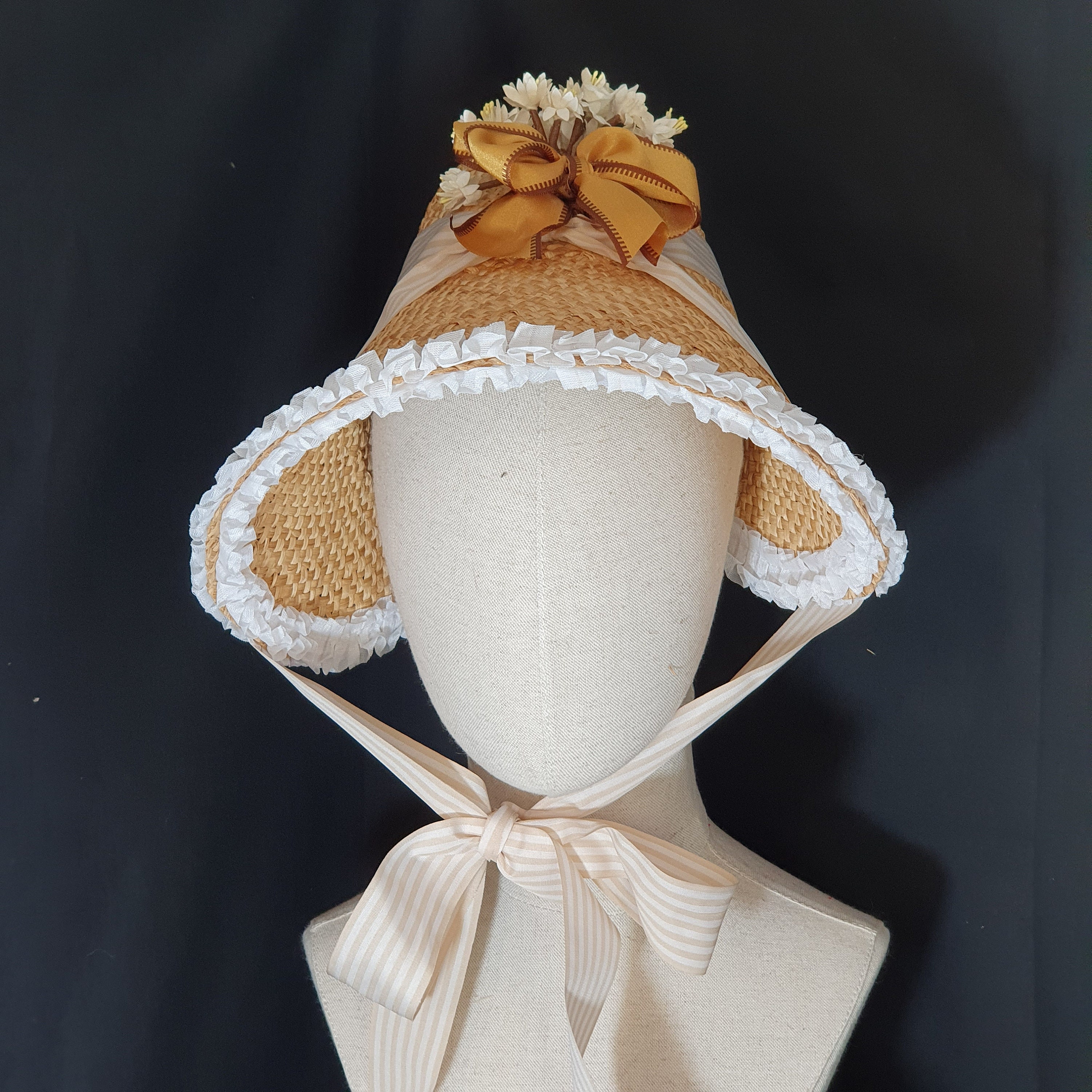 THE CHARLOTTE Regency Style Straw Bonnet - Etsy