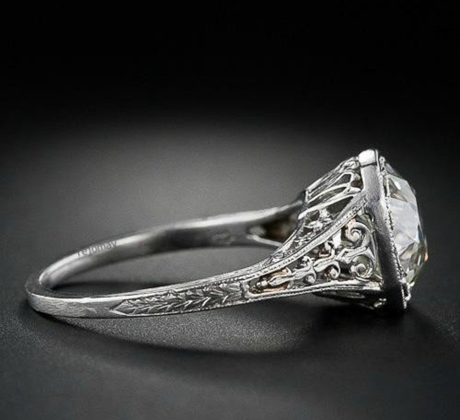 Antique Vintage Old Mine Round Cut 925 Sterling Silver Moissanite Ring ...