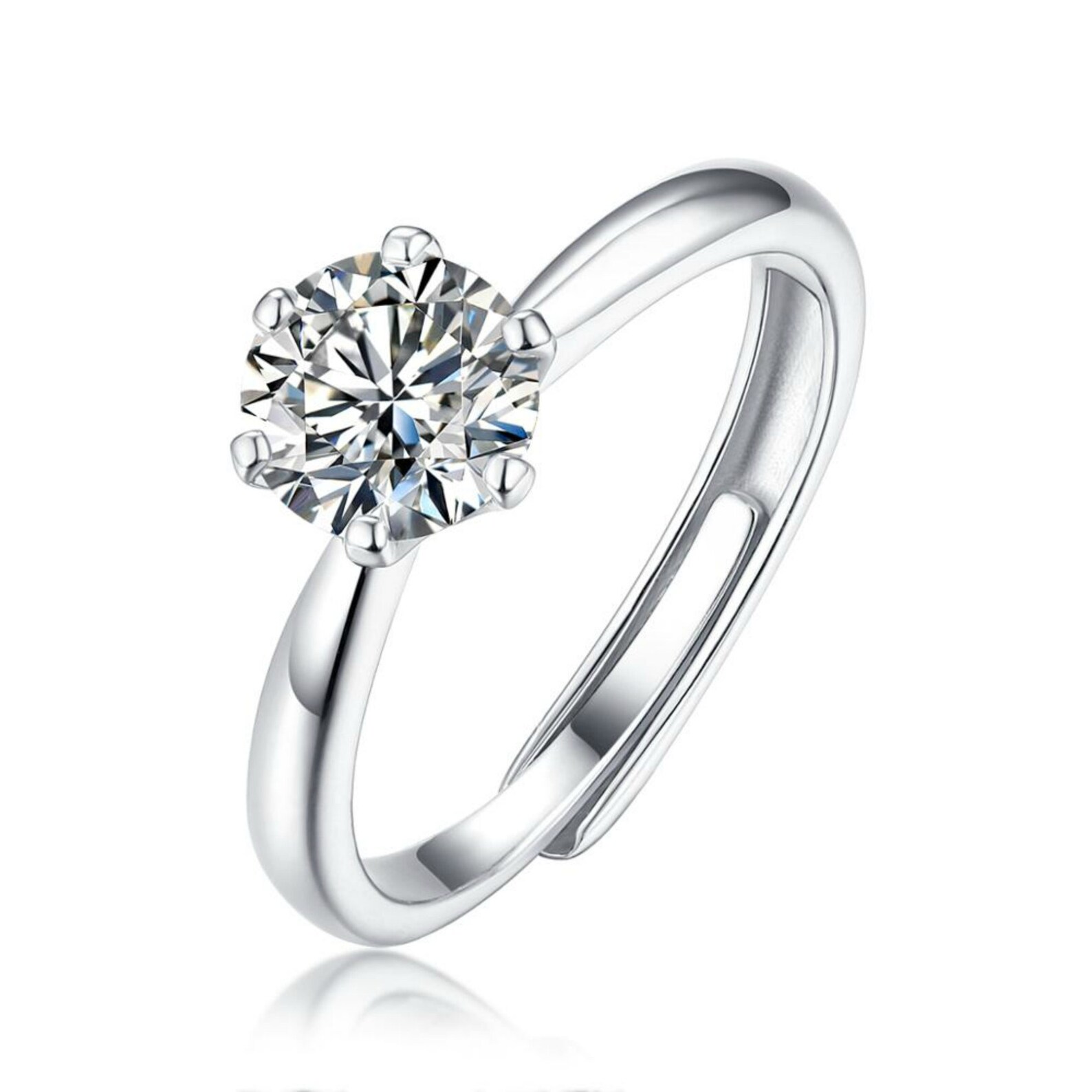 925 Sterling Silver Moissanite Ring Classic Style Round Cut Etsy