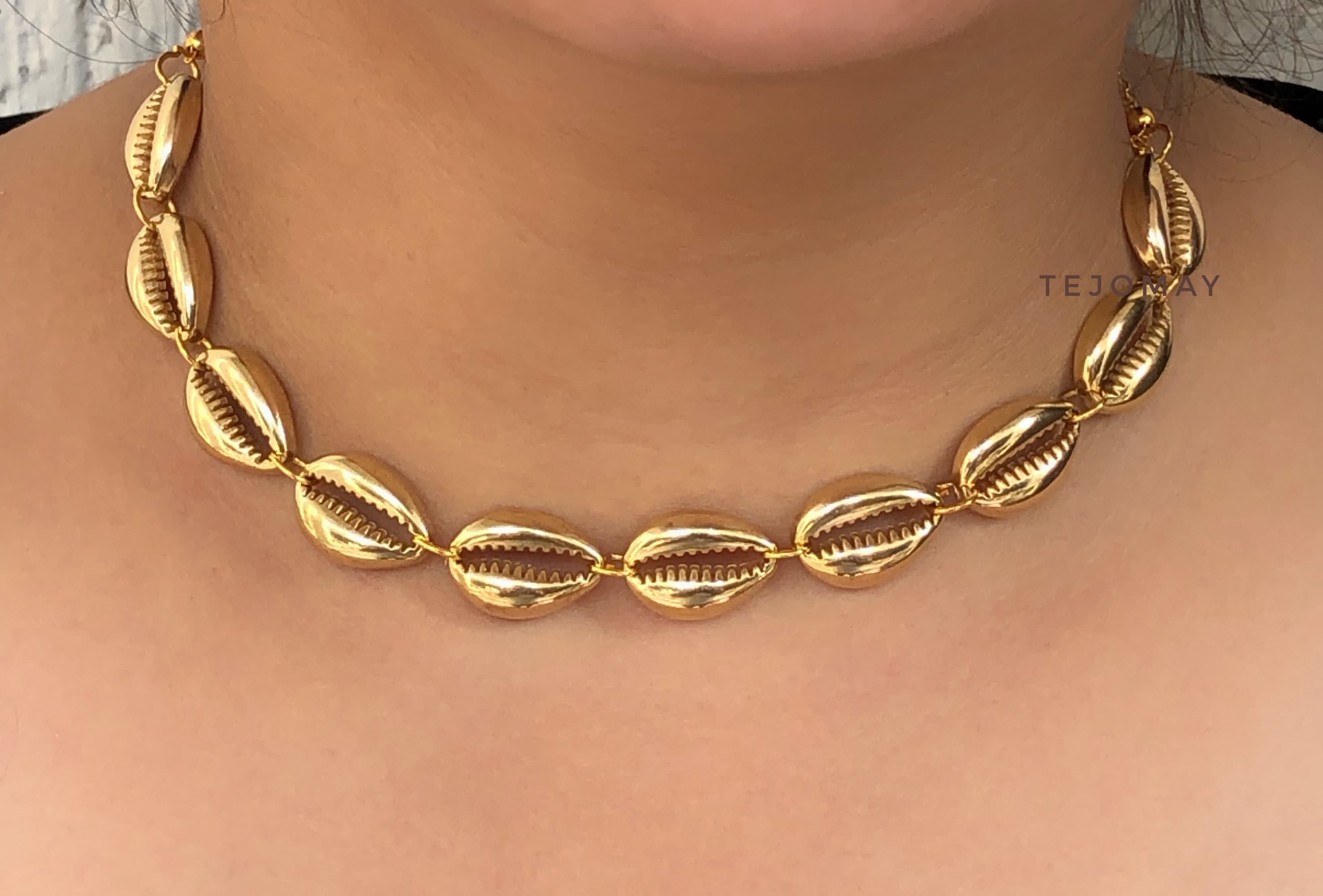 Cowrie Choker Gold Necklace, Choker Chain Gold, Cowrie Bracelet , Shell ...