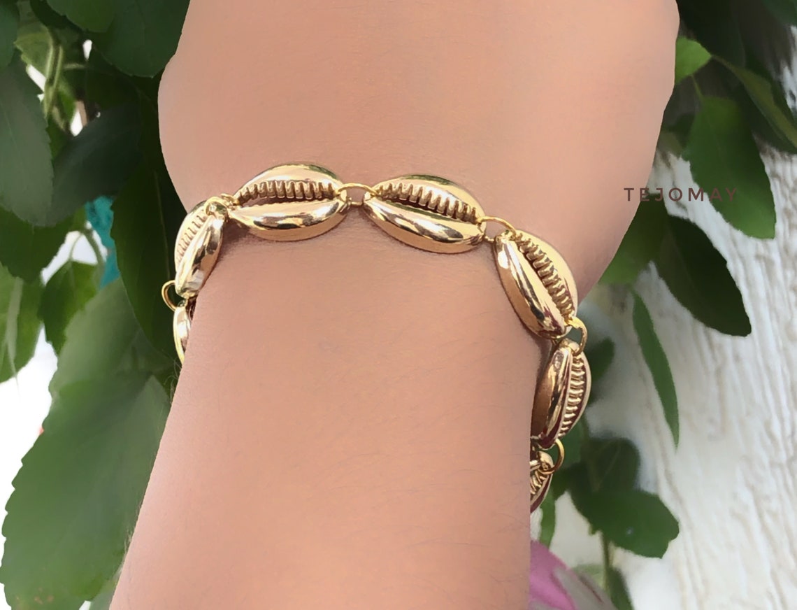 Cowrie Choker Gold Necklace, Choker Chain Gold, Cowrie Bracelet , Shell ...