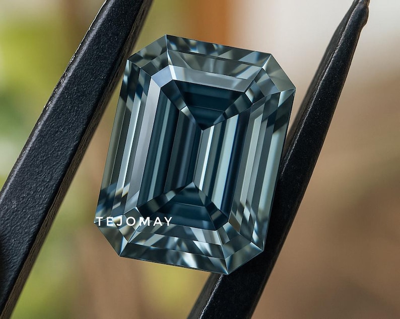 Emerald Cut Grey Moissanite Loose Stone – VVS1 Diamond Alternative for ...