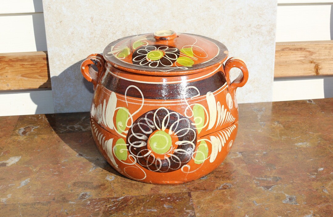 Tlaquepaque Redware Large Covered Bean Pot - Etsy