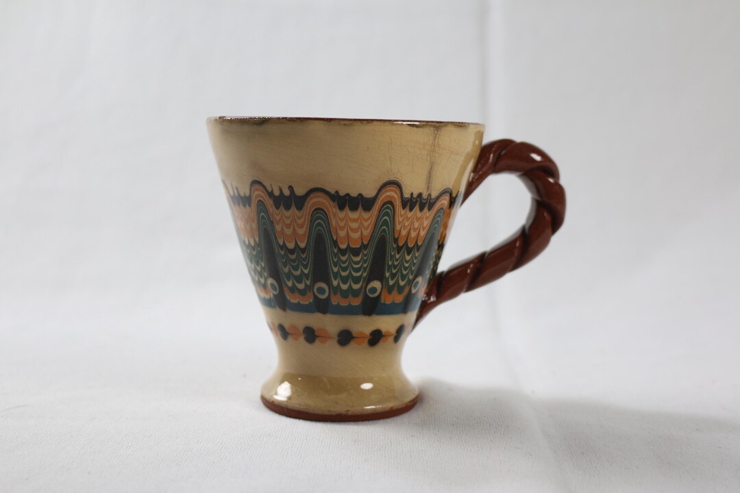 Bulgarian Redware Clay Pottery Cup, Drip Glaze - Etsy